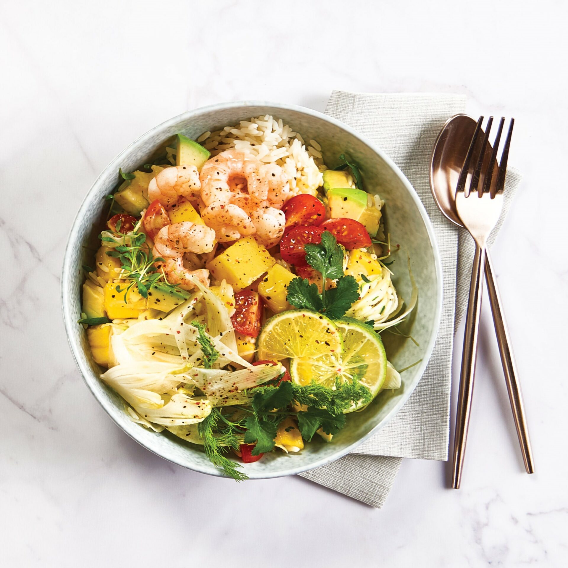 Salade de crevettes aux saveurs exotiques - Louis Delhaize